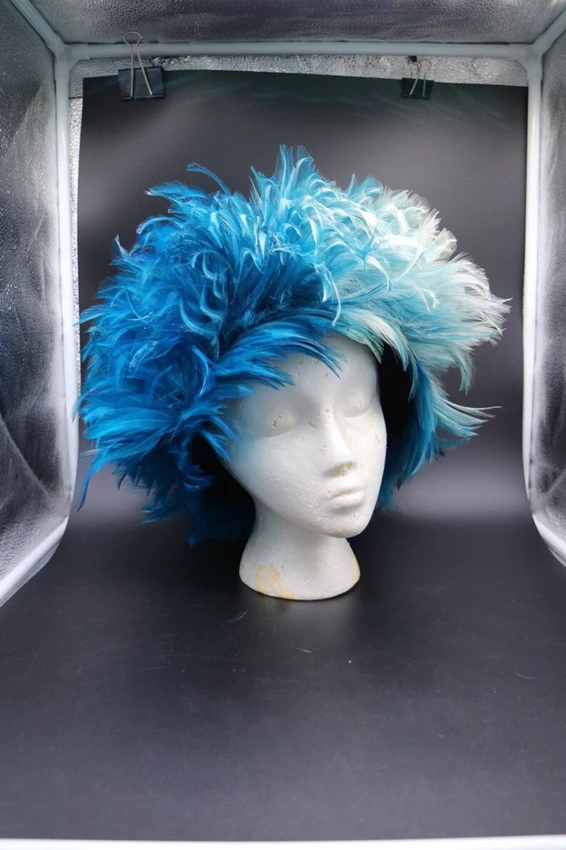 VINTAGE BLUE FEATHER HAT - SHOWGIRL STYLE HEADPIECE | eBay