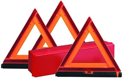 Safety Triangles ~ (3) Reflective Triangles W Storage Box ~ Deflecto ...