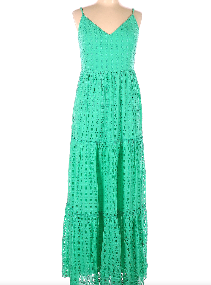 NWT LILLY PULITZER SIZE 10 MELODY MAXI DRESS *GUSTAVIA GREEN* EYELET ...