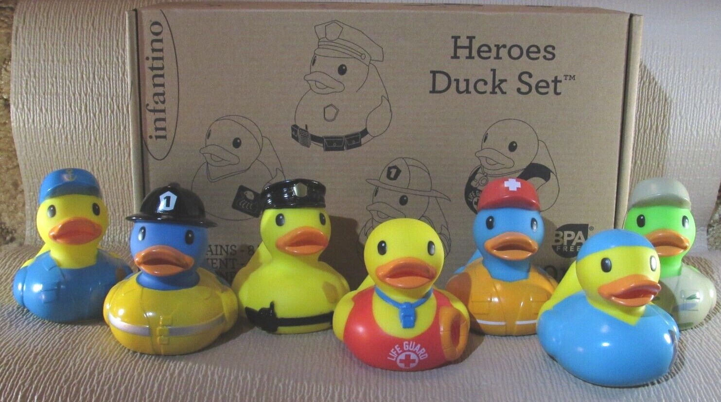 INFANTINO HERO RUBBER DUCKS COLLECTION NEW IN PLASTIC PROTECTIVE BAGS ...