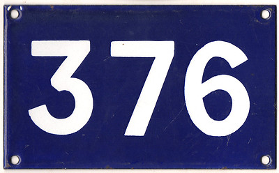 Old Australian used house number 376 door gate enamel metal sign in ...