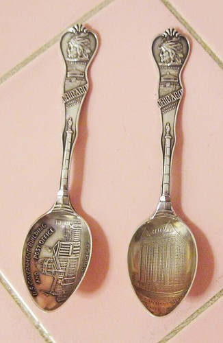 2 Antique Sterling Silver Souvenir Spoons Chicago Masonic Temple Post ...