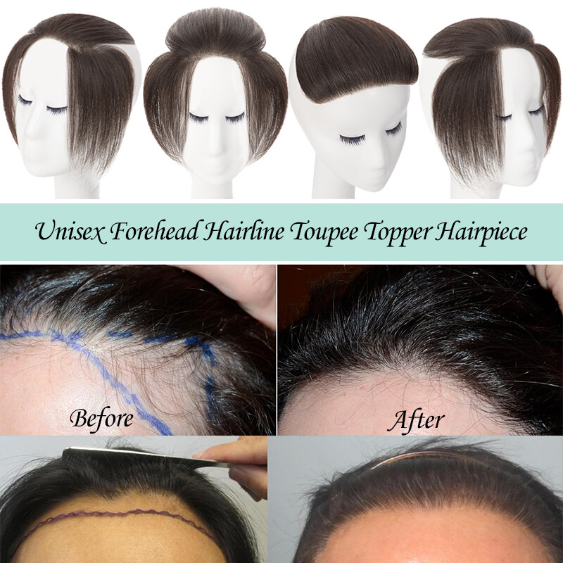 Mens Toupee 100% Remy Human Hair Frontal Receding Hairline Hairpiece ...