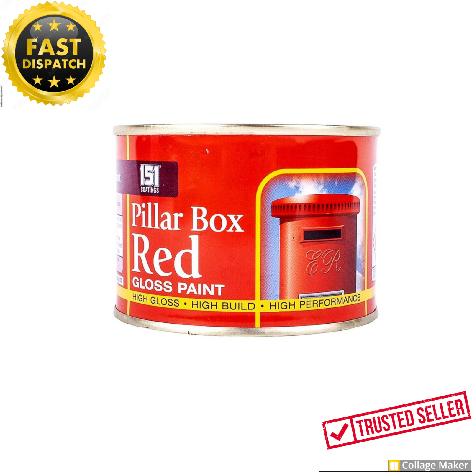 Pillar Box RED High Gloss Paint 180ml Non Drip Home DIY For Metal Wood ...