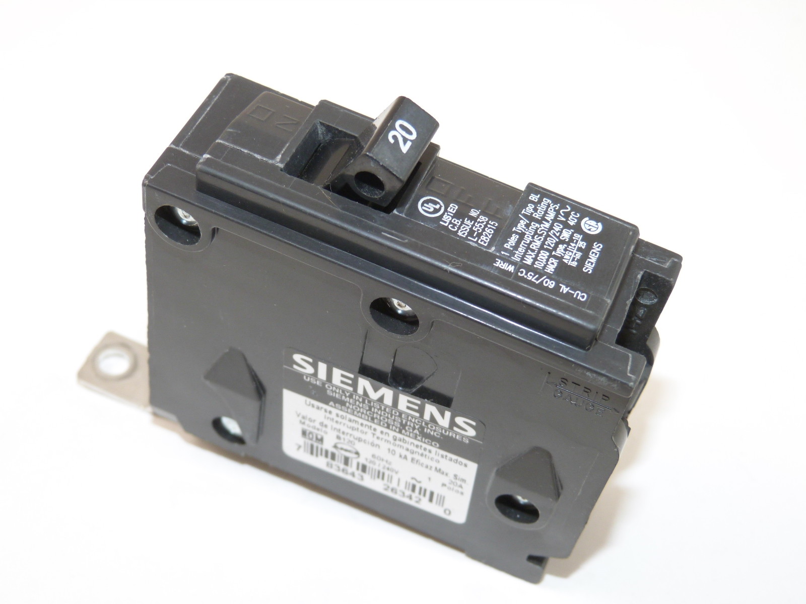 Siemens ITE B120 1p 20a 120v Circuit Breaker Type BL Used 1-yr Warranty ...