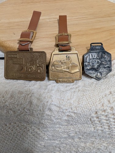 #325 3 Rare Vtg Euclid & Clark Tractor Pocket Watch Fobs | eBay