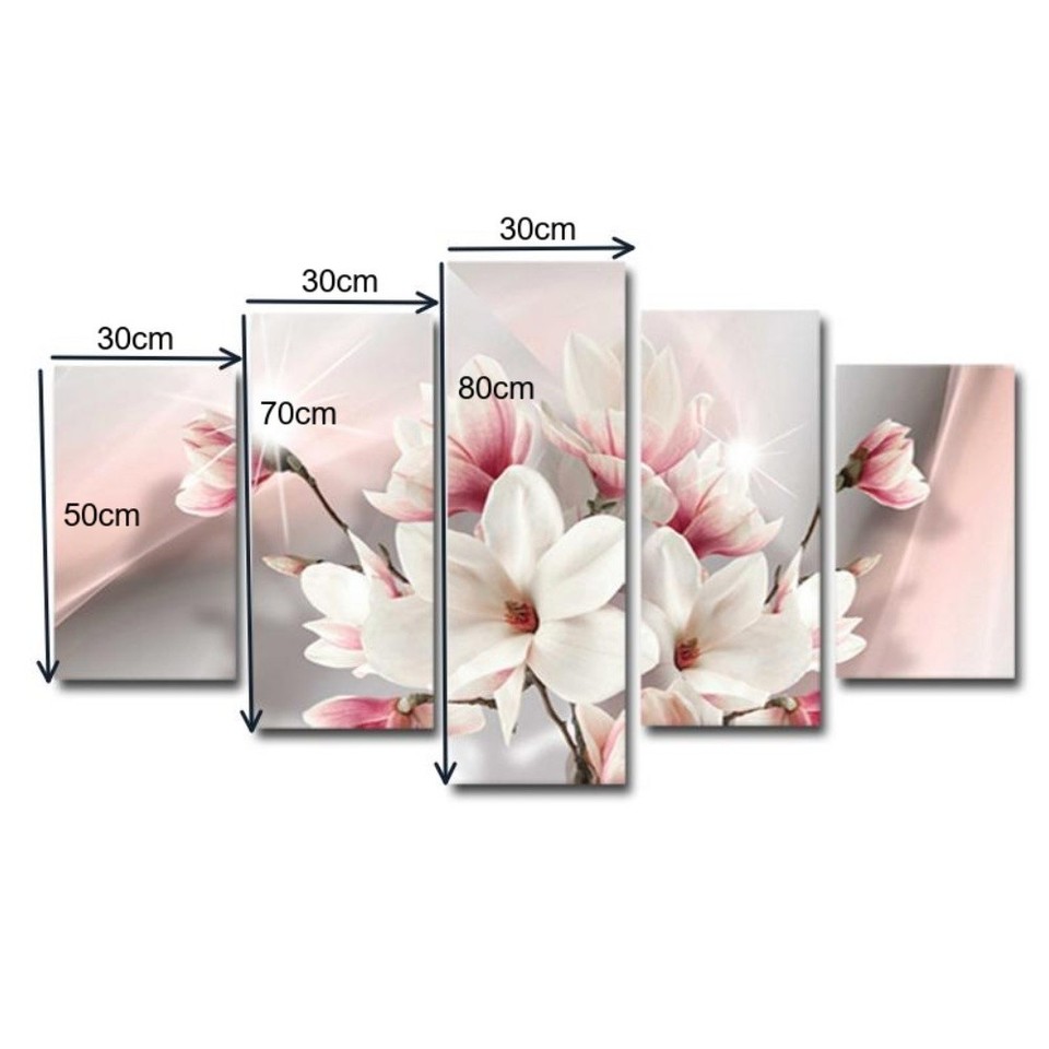 Flower Canvas Art Five-panel Composition Seamless Wall Display Living ...