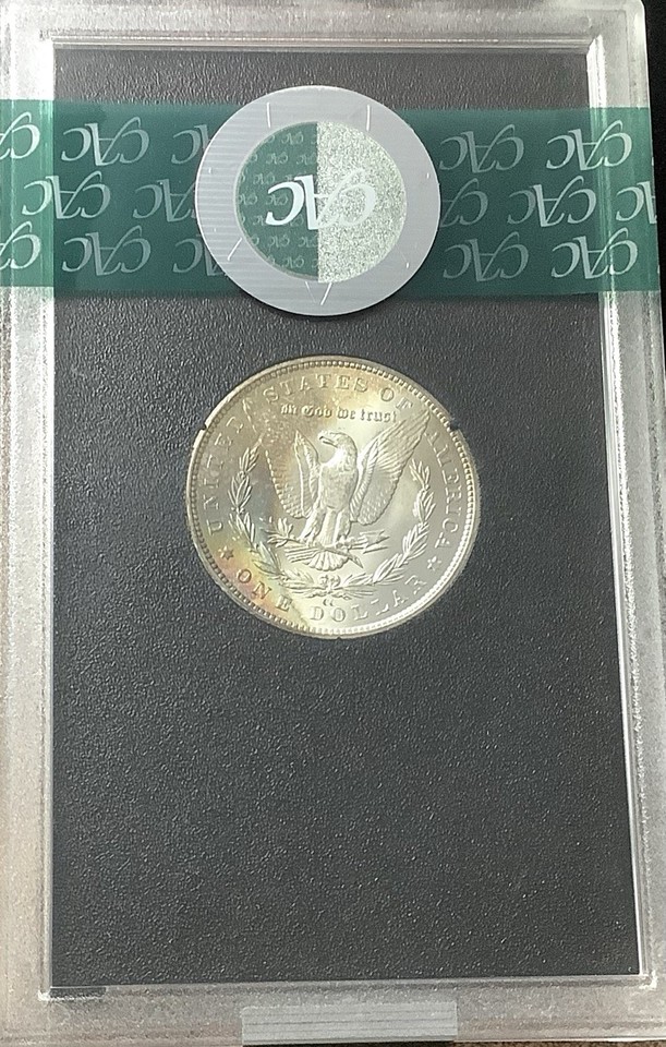 1883-CC Morgan Silver Dollar CACG MS63 GSA HardPack Rainbow Toned NO ...