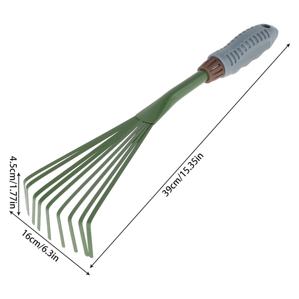 9 Teeth Hand Rake Garden Rake 15.5 Inch Grass Rake with Ergonomic Grip ...