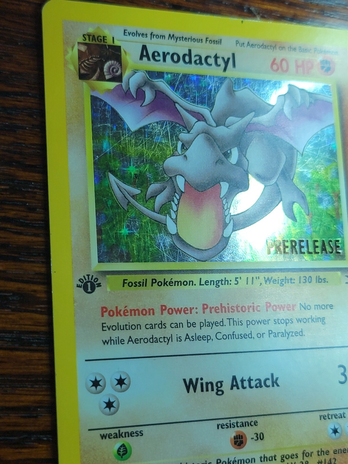 Aerodactyl Prerelease 1st Edition Pokemon Card Holo Fossil Set 1/62 MP ...