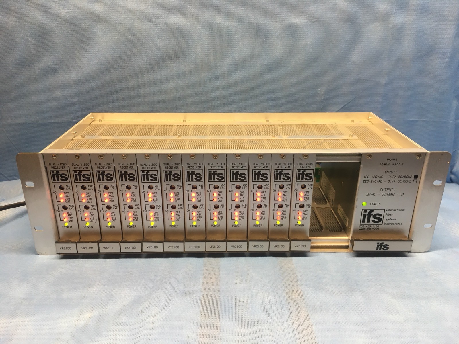 IFS International Fiber Systems Rackmount Chassis PS-R3 12x VR2100 Dual ...