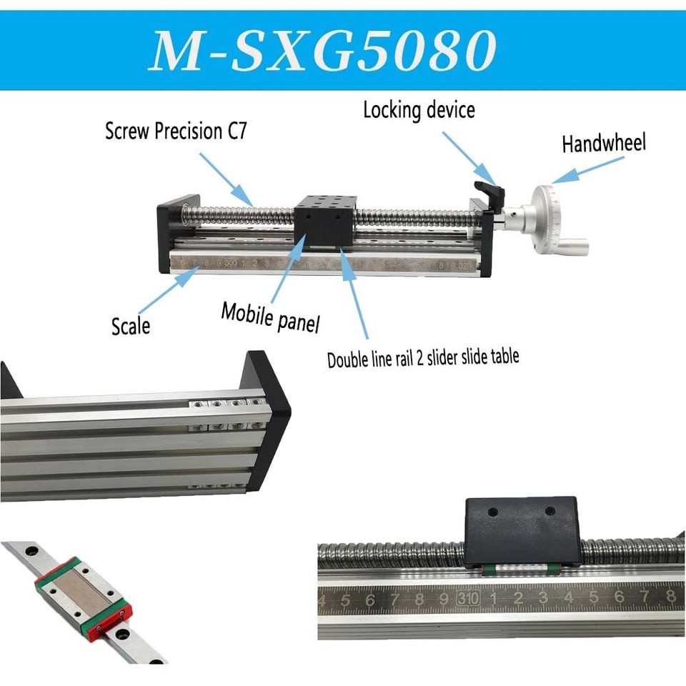 Manual CNC Slide Table 40-60kg Linear Motion Stage Ball Screw Module ...