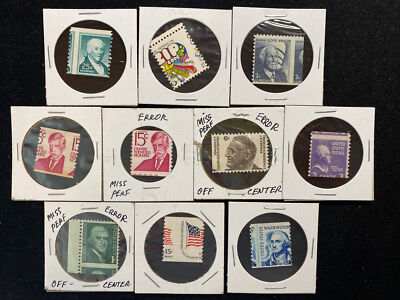 10 PC LOT ERROR STAMPS MISS CUT PERFORATIONS MISC LOT | eBay