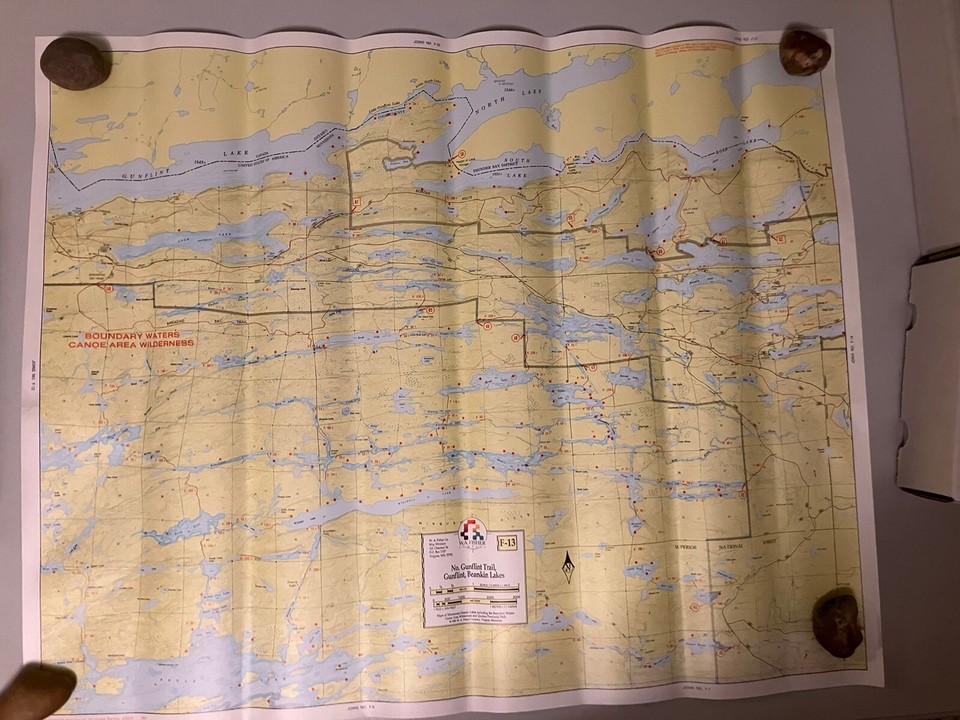 28” x 22.5” Northern MN BWCA Waterproof Canoe Map Bearskin Gunflint ...