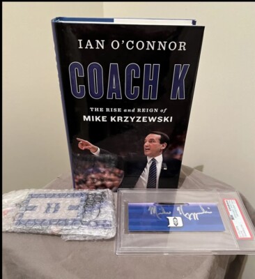 MIKE KRZYZEWSKI PSA DNA CERTIFIED SIGNED CUT, HARDCOVER BOOK & STANDEE ...