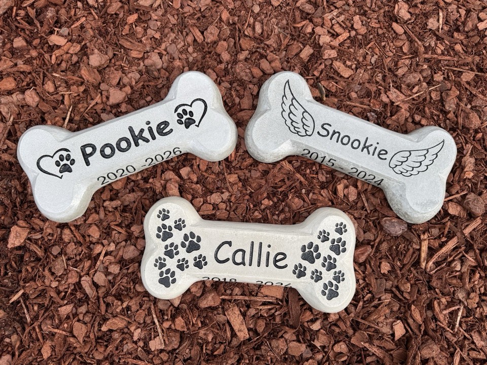 Customizable Pet Memorial Garden Stone Personalized Memorial Dog Bone ...