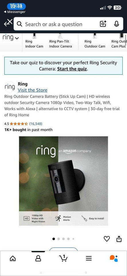 3rd gen 2 Cameras Ring Battery Stick-Up Cam With Lead Charger Batteries ...