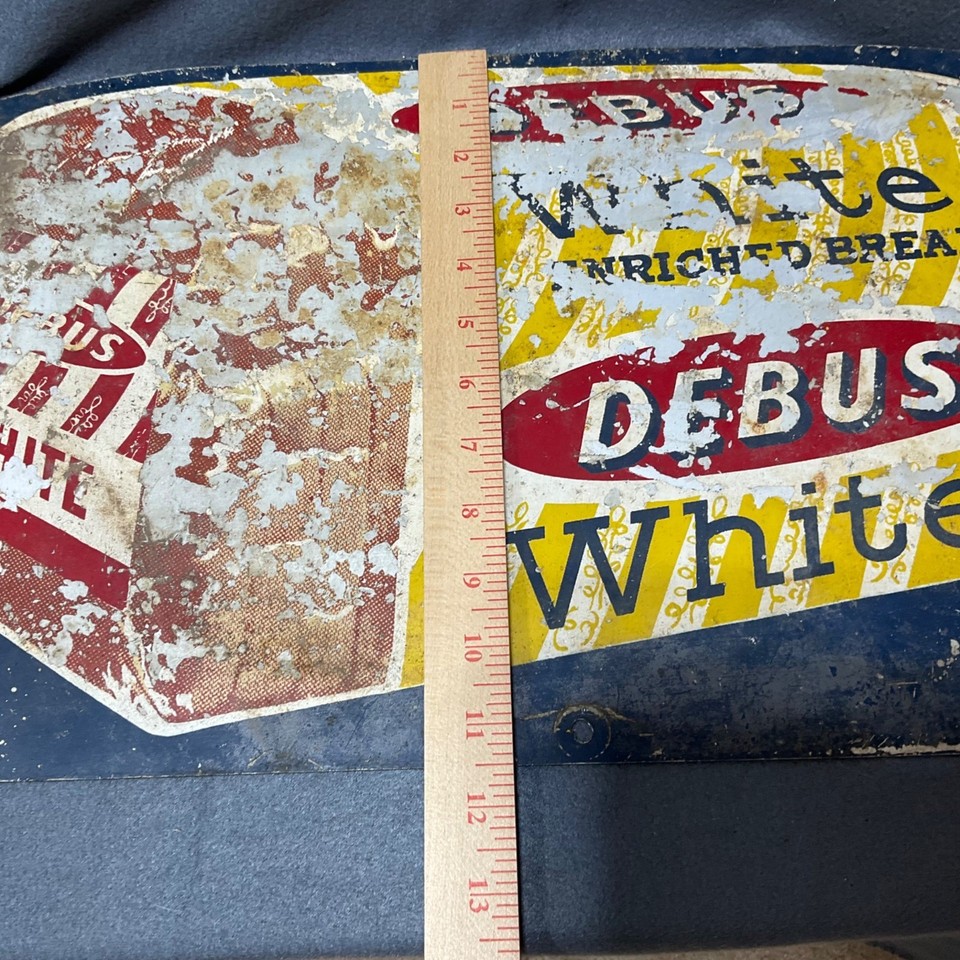 Vintage Debus White Bread Metal Advertising Sign Double-Sided Rustic ...