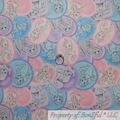 BonEful FABRIC FQ Cotton Quilt DISNEY Princess Girl Friend Ariel ...