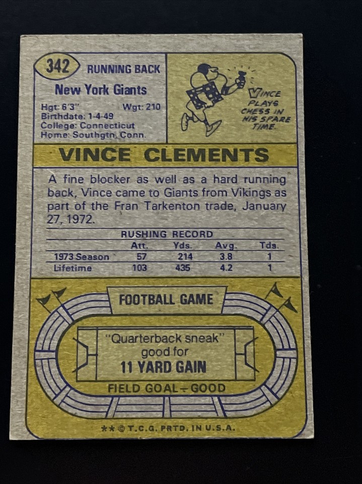 1974 Topps Vince Clements RC | eBay