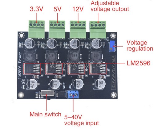 LM2596 Multi Channel Switching Power Supply 3.3V/5V/12V/ADJ Adjustable ...
