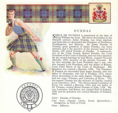 Dundas. Scotland Scottish clans tartans arms badge 1963 old vintage ...