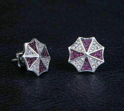 Umbrella Shape Studs Earring Lab Created 1.50 Ct Ruby 14K White Gold Plated Stud | eBay