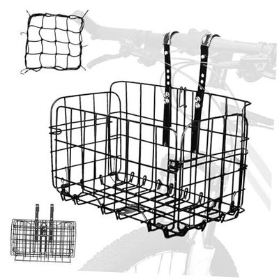 Bike Baskets Folding Front/Rear Bicycle Basket, Removable Front Bike ...