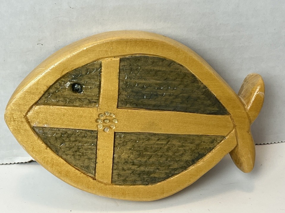 ️Vintage Wooden Ichthus Jesus Fish Decor Christian Handmade Nice! 1 Day ...