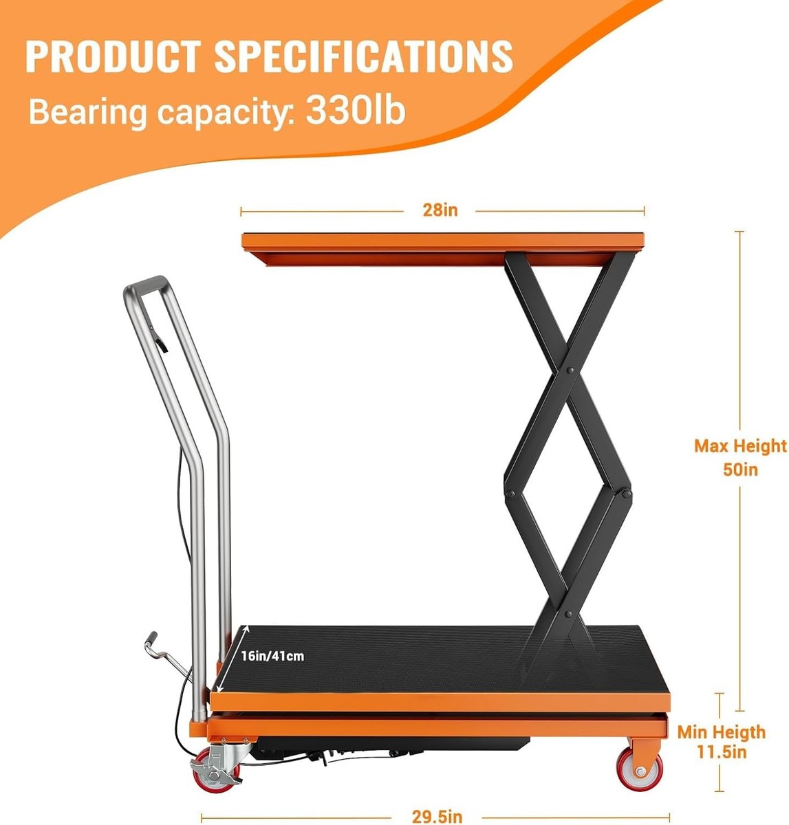 330lb Capacity Lift Table 330lbs Capacity Hydraulic Lift Table Cart ...