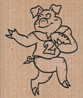 Pig Running With Pigskin 2 x 2 1/4" Rubber Stamp, Football Pig Stamp | eBay