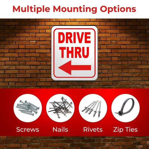 DRIVE THRU LEFT ARROW RED Metal Aluminum composite sign | eBay
