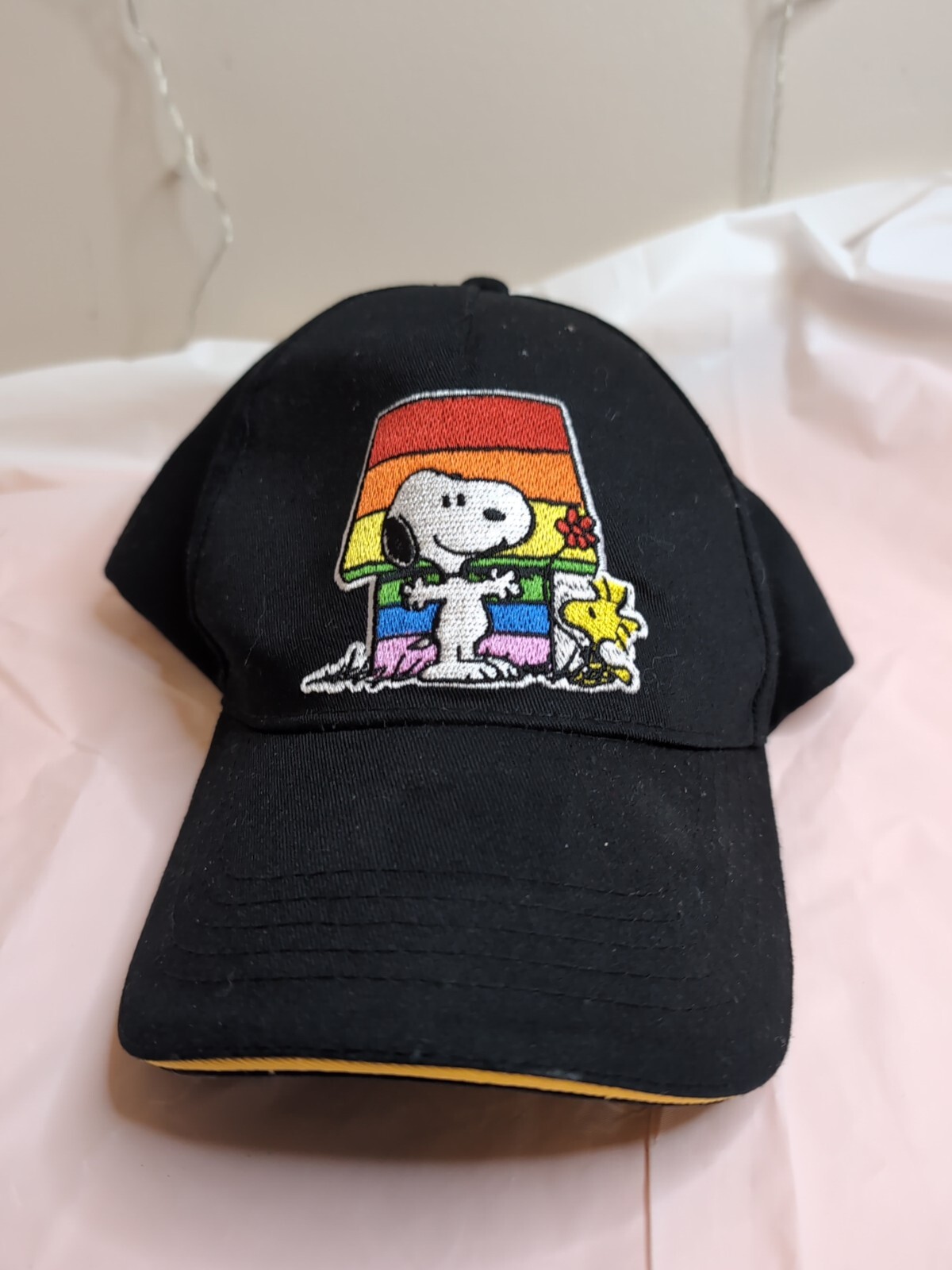 Peanuts Snoopy Baseball Cap Hat Rainbow Doghouse Wood… - Gem