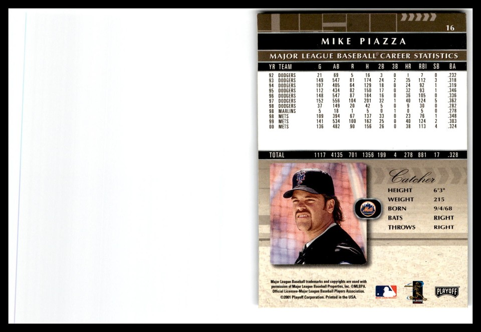 2001 Playoff Absolute Memorabilia #16 Mike Piazza New York Mets | eBay
