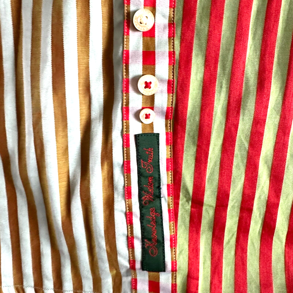 Robert Graham Button Shirt Mens Medium Metallic Sheen Striped Green ...