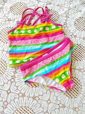 GIRLS SIZE 5 or 6 bathers 2 PIECE PINK & FLOWERS NEW BY GYMBOREE RRP ...