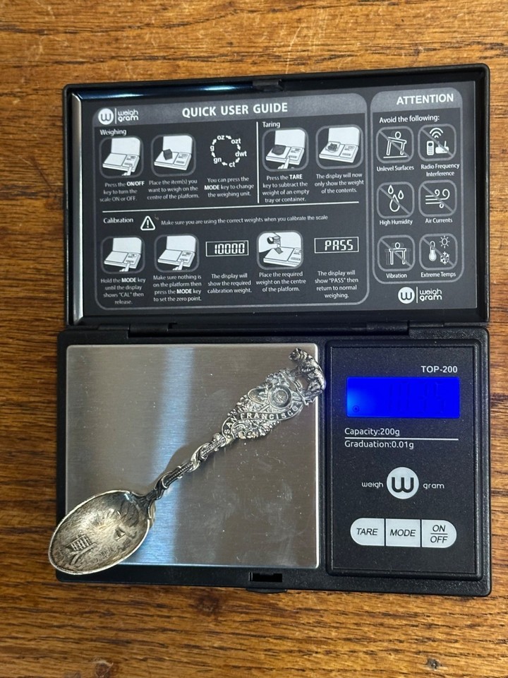Shreve Sterling Silver Souvenir Spoon San Francisco Golden Gate Bridge ...