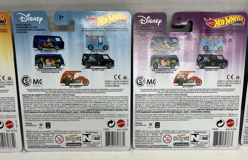 DISNEY'S CLASSIC HOT WHEELS VANS/TRUCKS COMPLETE SET OF 5 DUMBO ALICE ...
