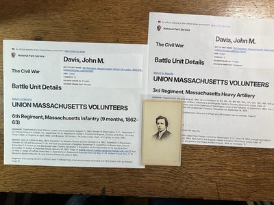 pre-Civil War- photo of JOHN M. DAVIS (Medford, Mass)- 6th Mass ...