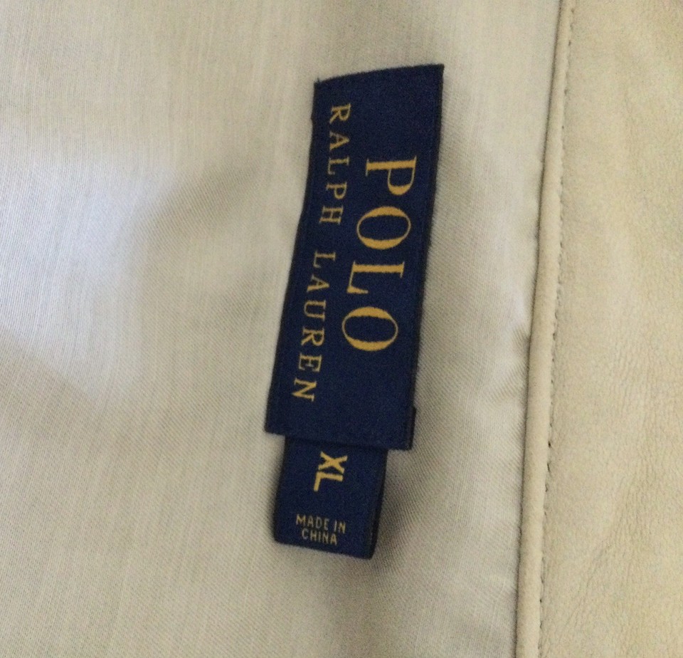 POLO RALPH LAUREN Men’s Slim Fit Lambskin Leather Moto/Bike Ivory ...