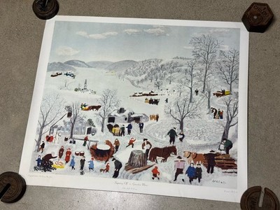 Vintage Print "Sugaring Off by Grandma Moses" Arthur Jaffe Print 23.5"x ...