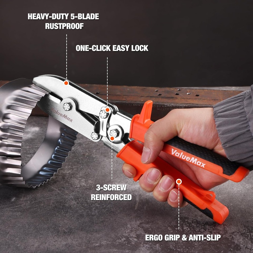 ValueMax 5-Blades Hand Crimper Gutter Sheet Metal Crimping Tool for 24 ...