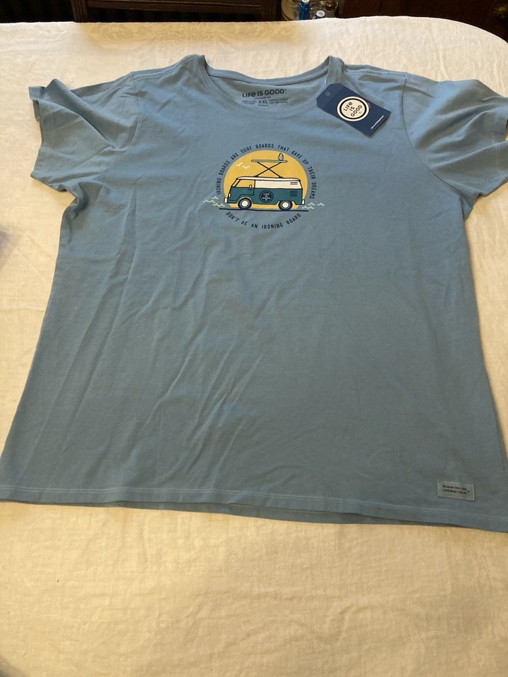 New with tags Life is Good women’s T shirt VW bus van surf board | eBay