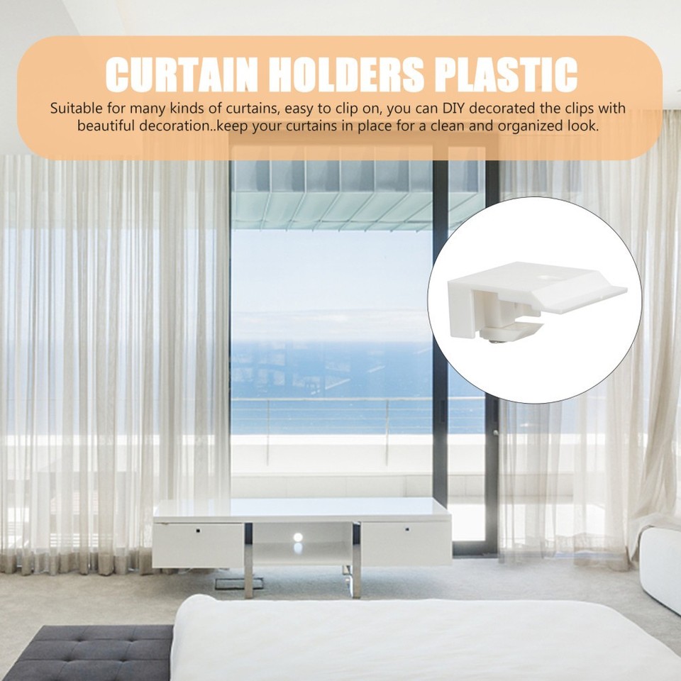 10 Pcs Curtain Clips Plastic Metal Bracket Holders for Home Window ...