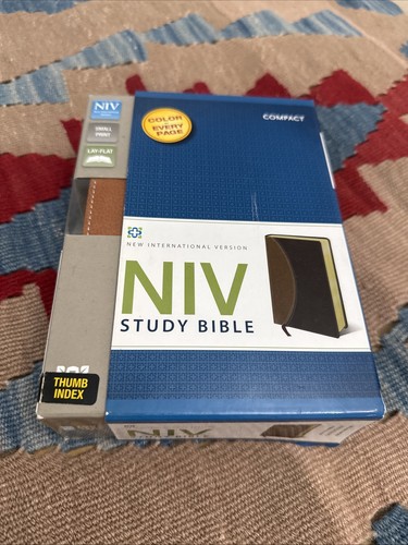 NIV Study Bible Small Print Zondervan NEW Box Color on Every Page ...