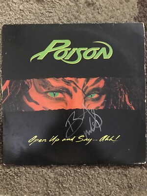 POISON BRET MICHAELS signed autographed Open Up Say Ahh LP RECORD UACC ...