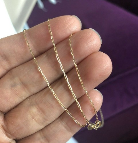 14K Solid Gold Authentic Gold W/ 14K STAMP Paperclip 1mm Necklace THIN ...
