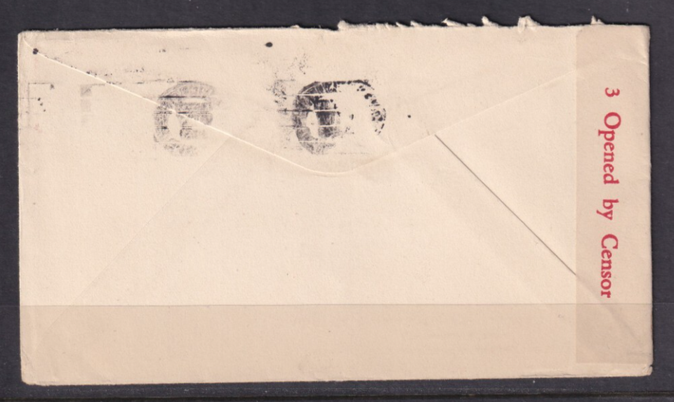 AUSTRALIA 1943 WWII KGVI COMMERCIAL COVER OPENED BY CENSOR TO USA # ...