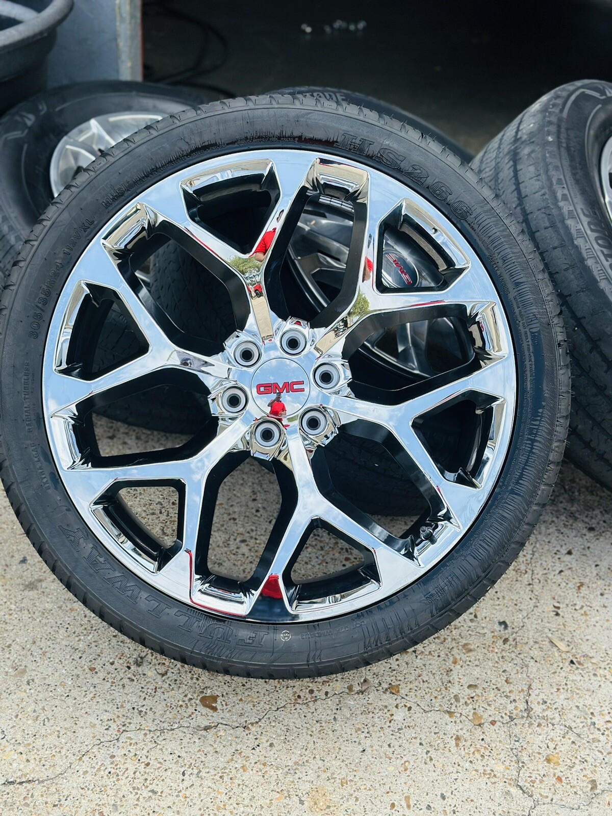 22” SNOWFLAKE WHEELS CHROME W/2854522 Tires For GMC CHEVY ESCALADE ...