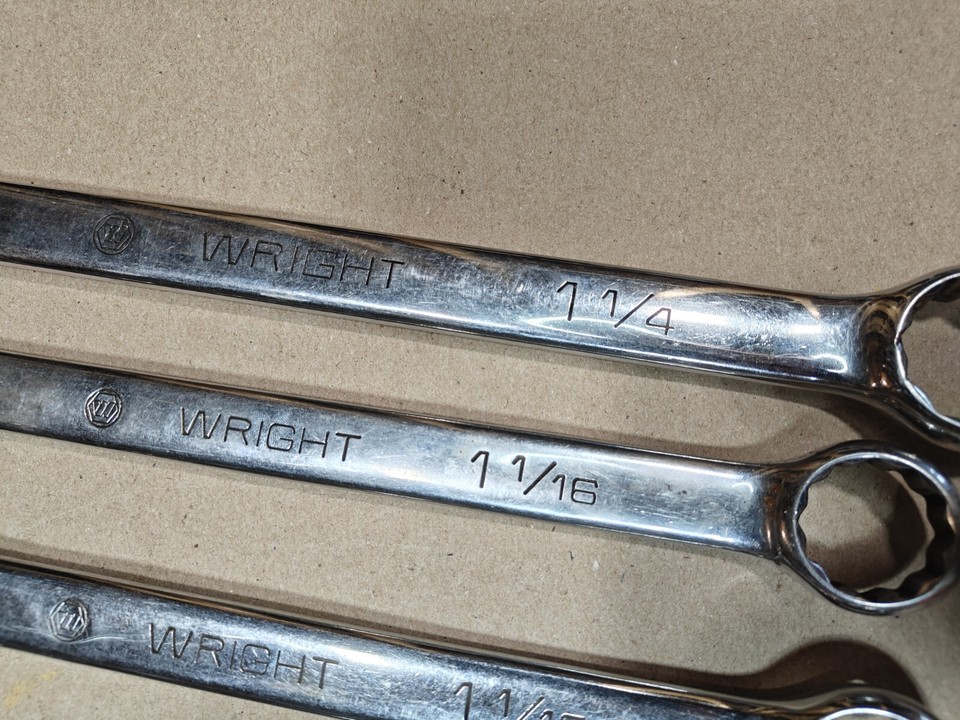 Lot Of 12, Chrome Wright USA Combination Wrenches 3/8 - 1-1/4 Polished ...